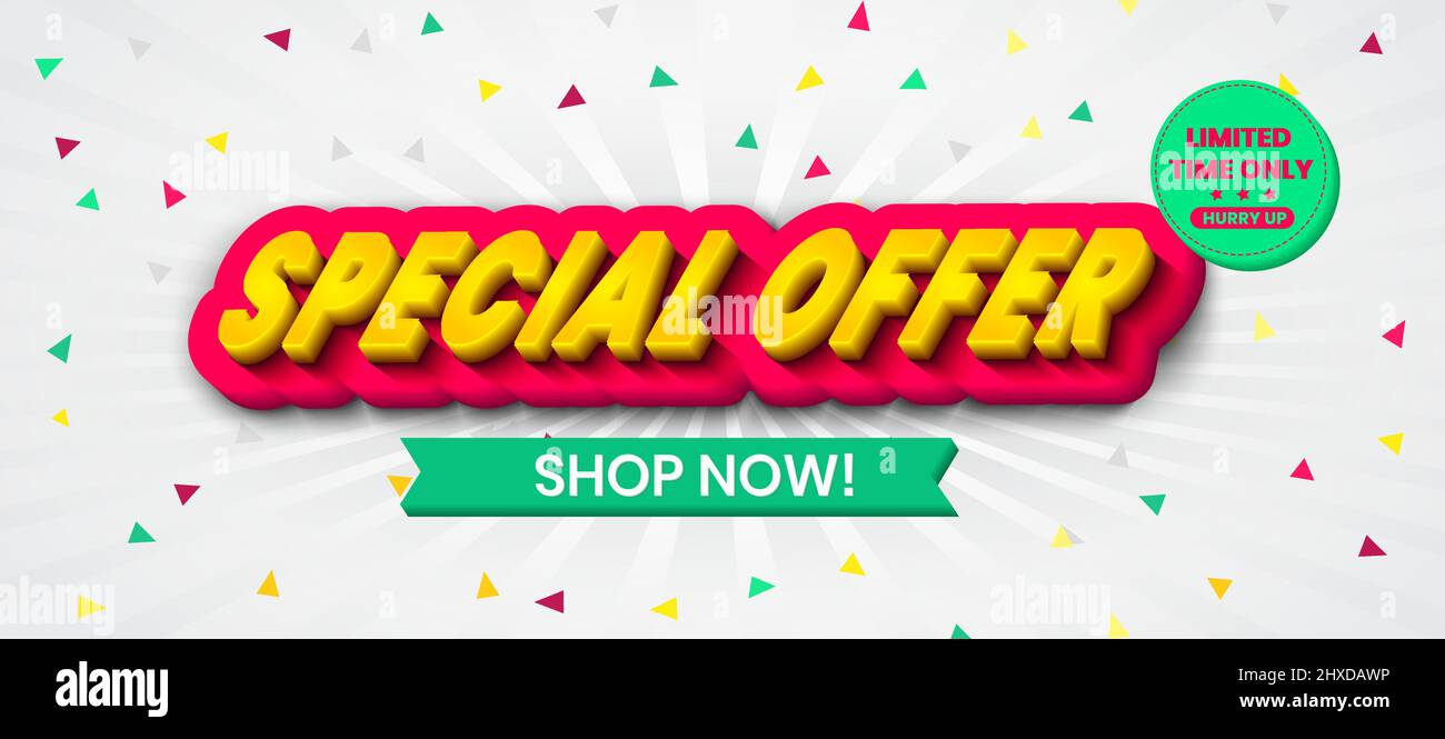 Special offer, shop now, limited time only, vector editable ...
