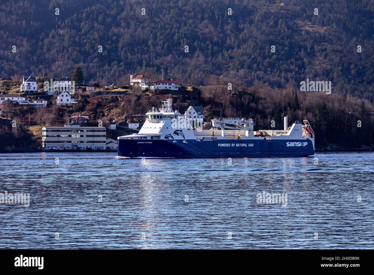 Ro-ro, general cargo vessel Samskip Kvitnos at Byfjorden, arriving in ...