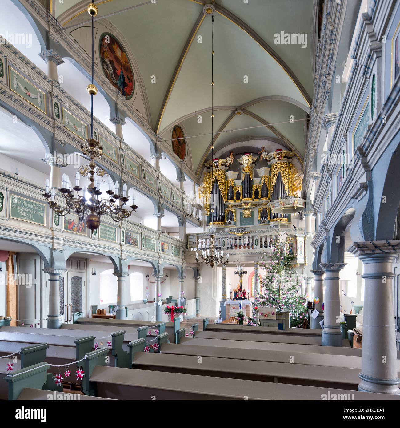 Trinitatis church, interior, altar, gallery, Advent, Christmas ...
