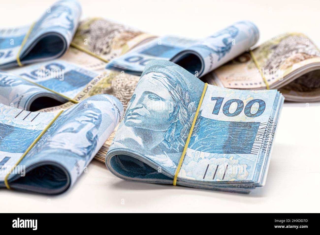 many hundred and fifty reais banknotes, brazilian money, grand prize ...