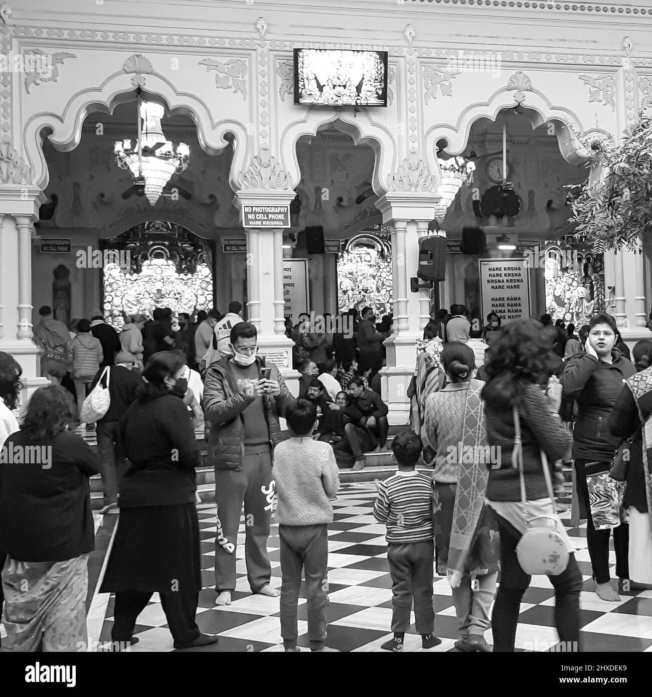 Vrindavan, India, February 12 2022 - Pilgrims in ISCON temple during ...