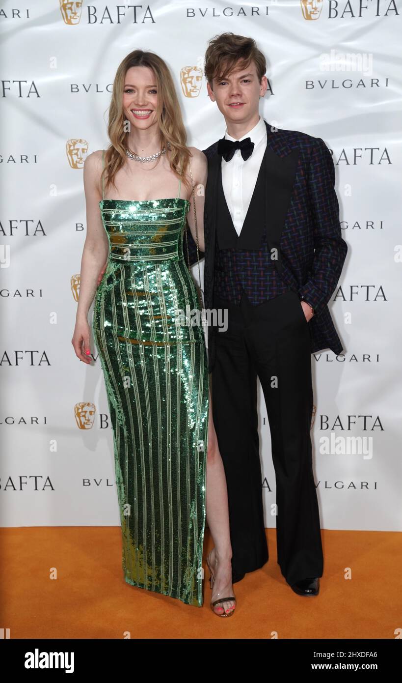 Talulah Riley and Thomas Brodie-Sangster arriving for the BAFTA ...