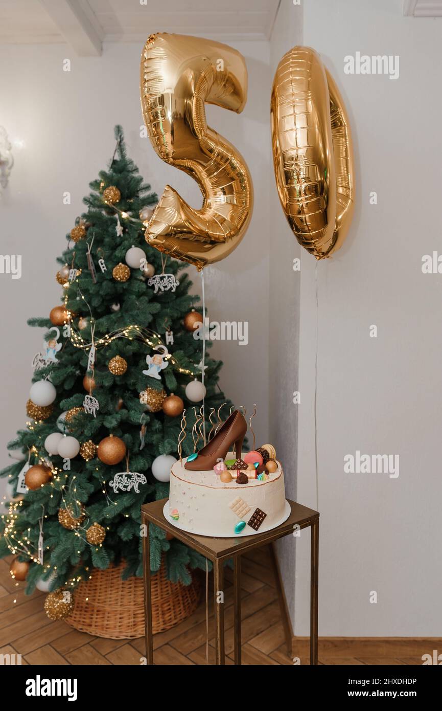 Beautiful cake, birthday cake blurred background Stock Photo - Alamy