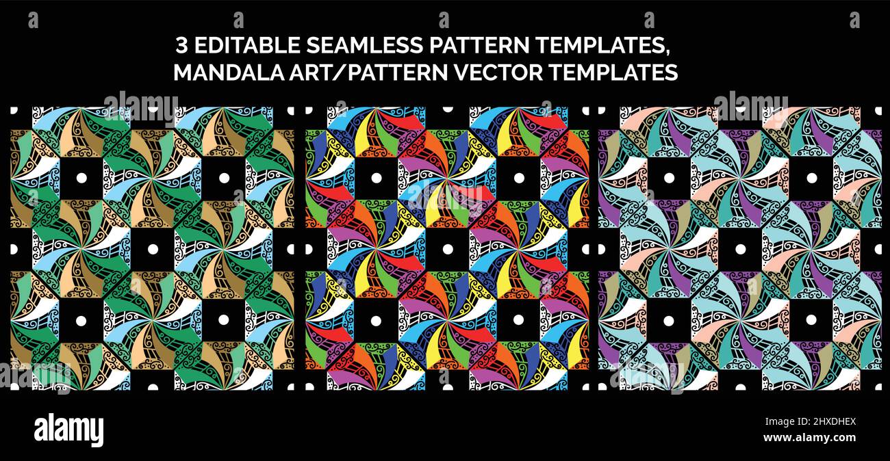 3 Mandala Pattern editable vector template Stock Vector Image & Art - Alamy
