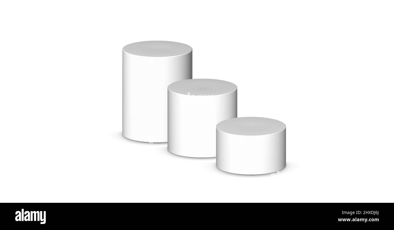 3d podium platform cylinders vector. Realistic black pedestal stages ...