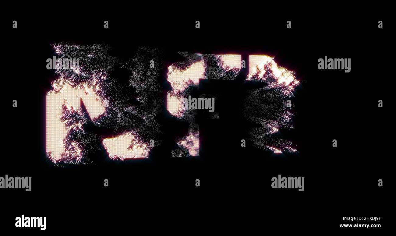 Image of nft crypto currency hologram symbol spinning over black ...