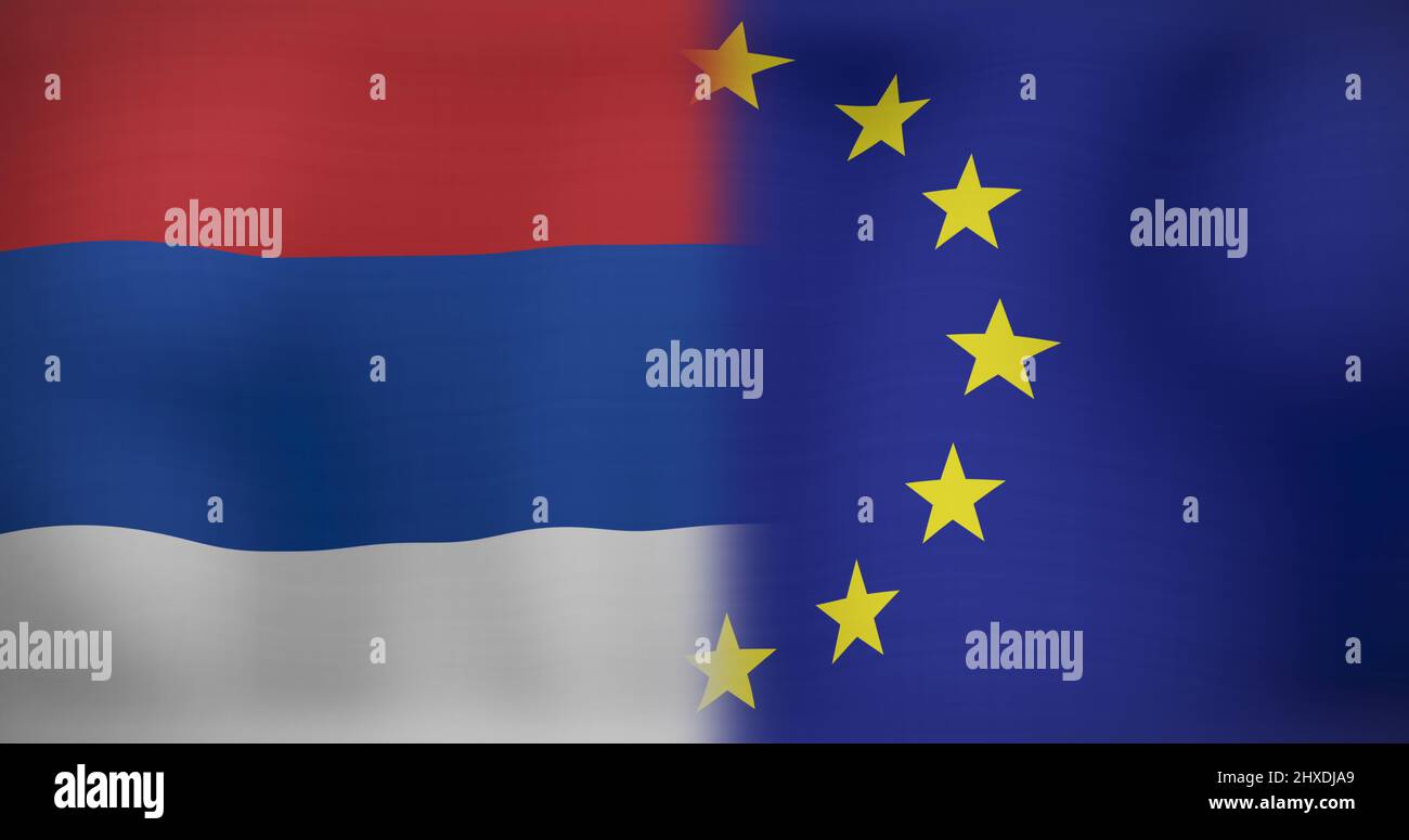 Image of moving and floating flags of netherlands and eu Stock Photo ...