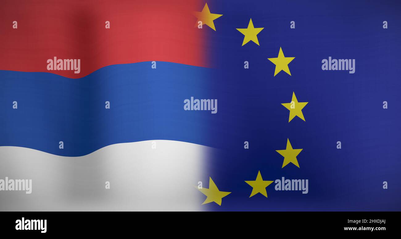 Image of moving and floating flags of netherlands and eu Stock Photo ...