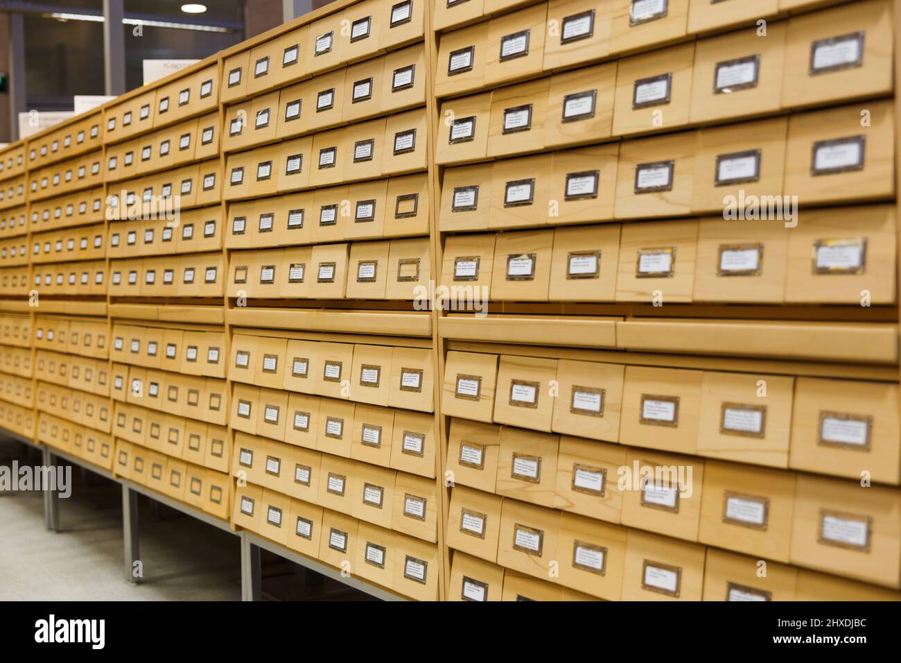 Card index boxes in a library catalog Stock Photo - Alamy