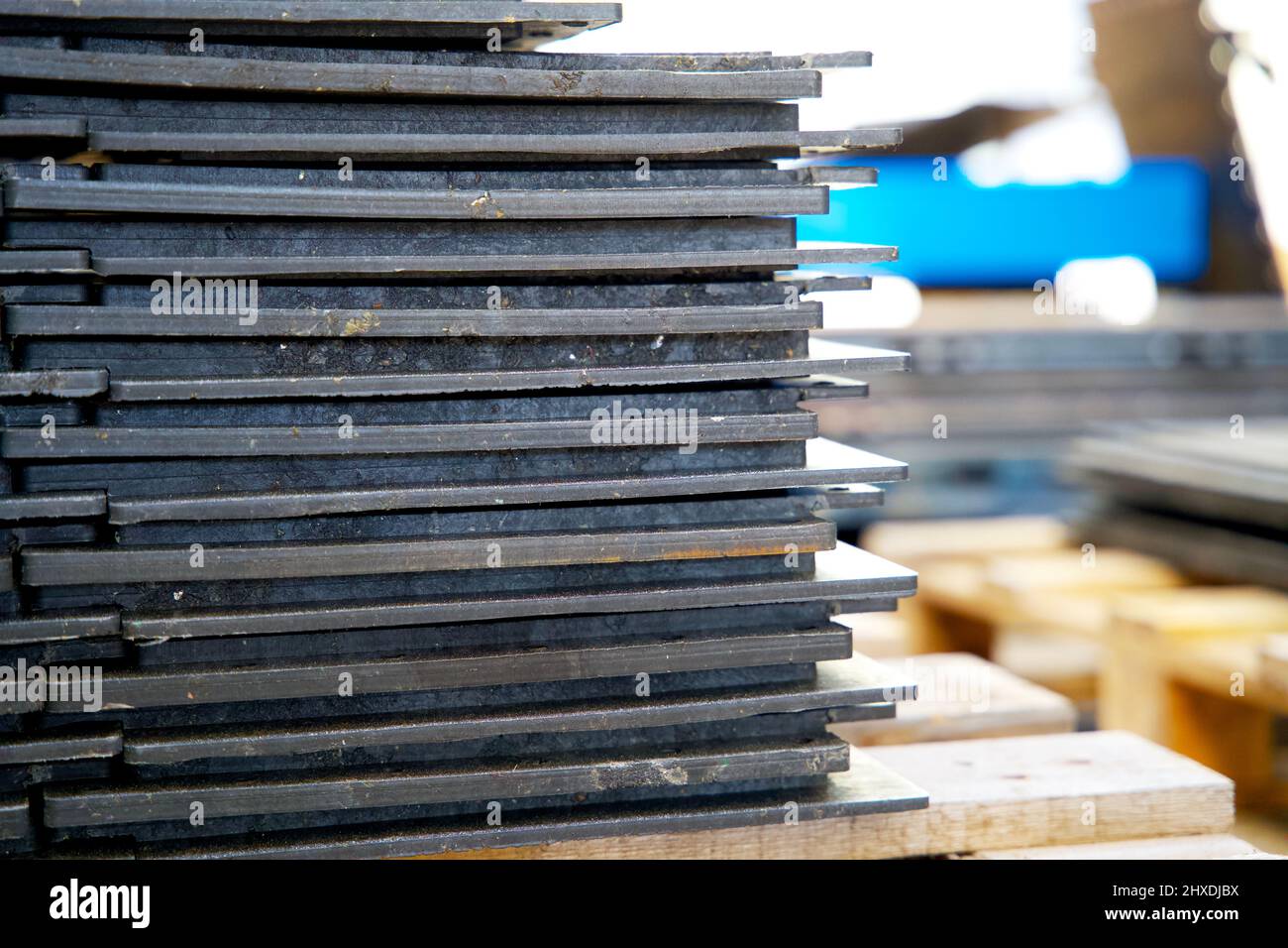 Pile of recycled plastic construction material made from restmix waste ...