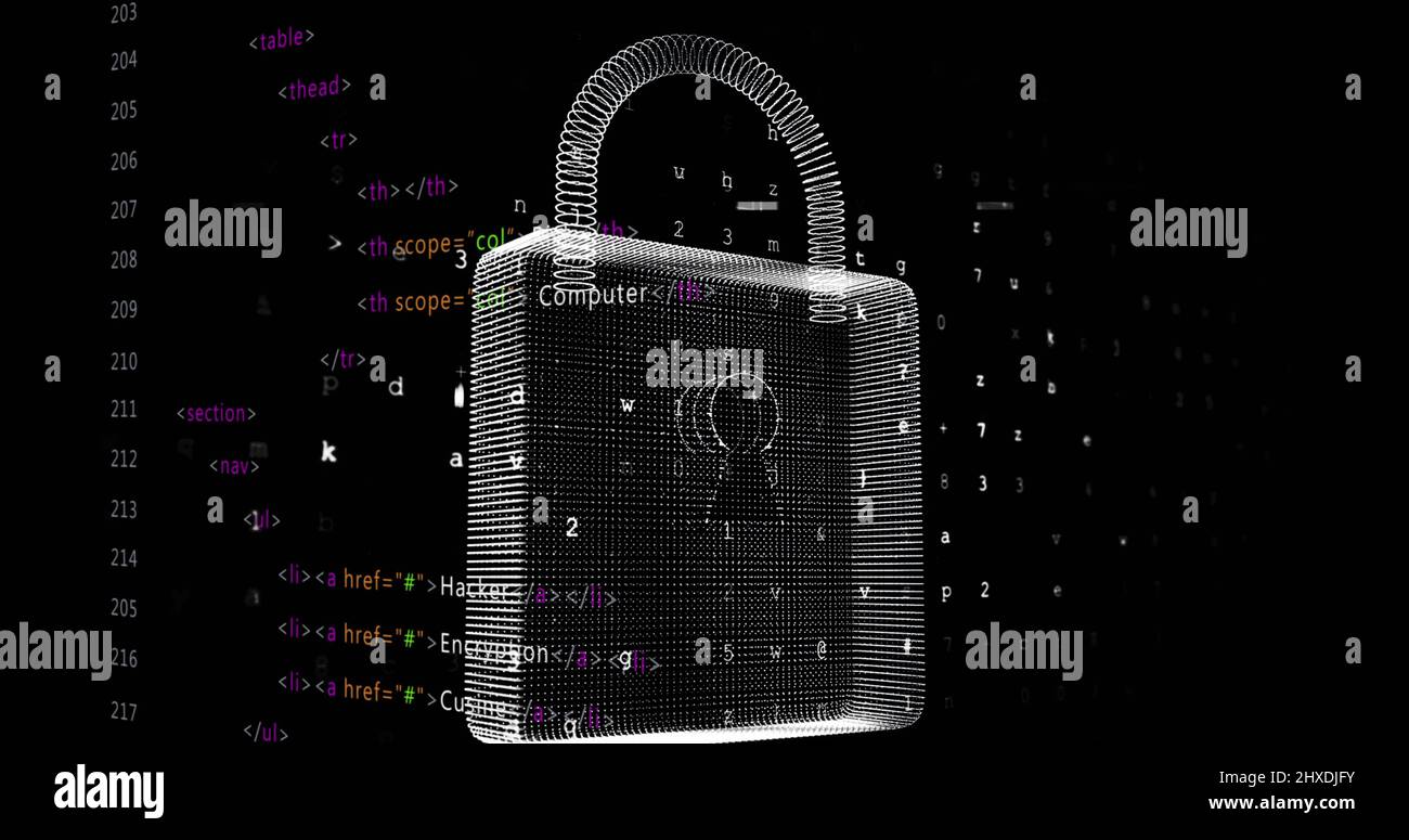 Image Of Online Security Padlock Binary Coding And Data Processing