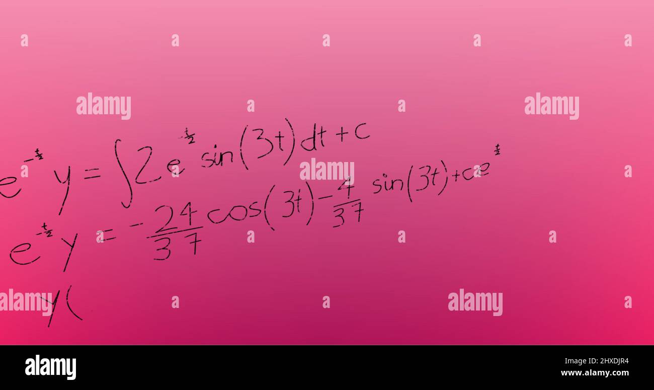 Image of hand written mathematical formulae over pink background Stock ...