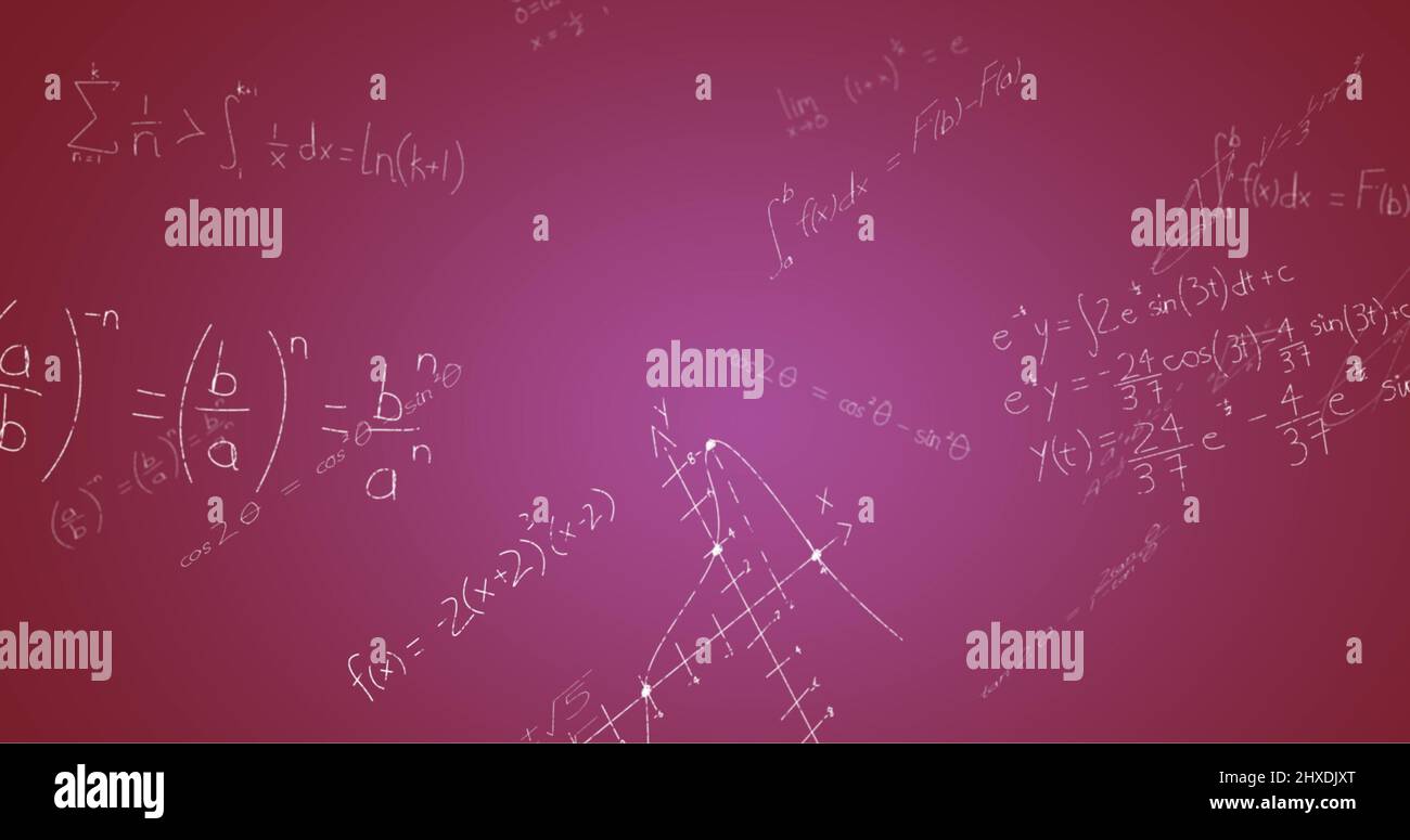 Image of hand written mathematical formulae over pink background Stock ...