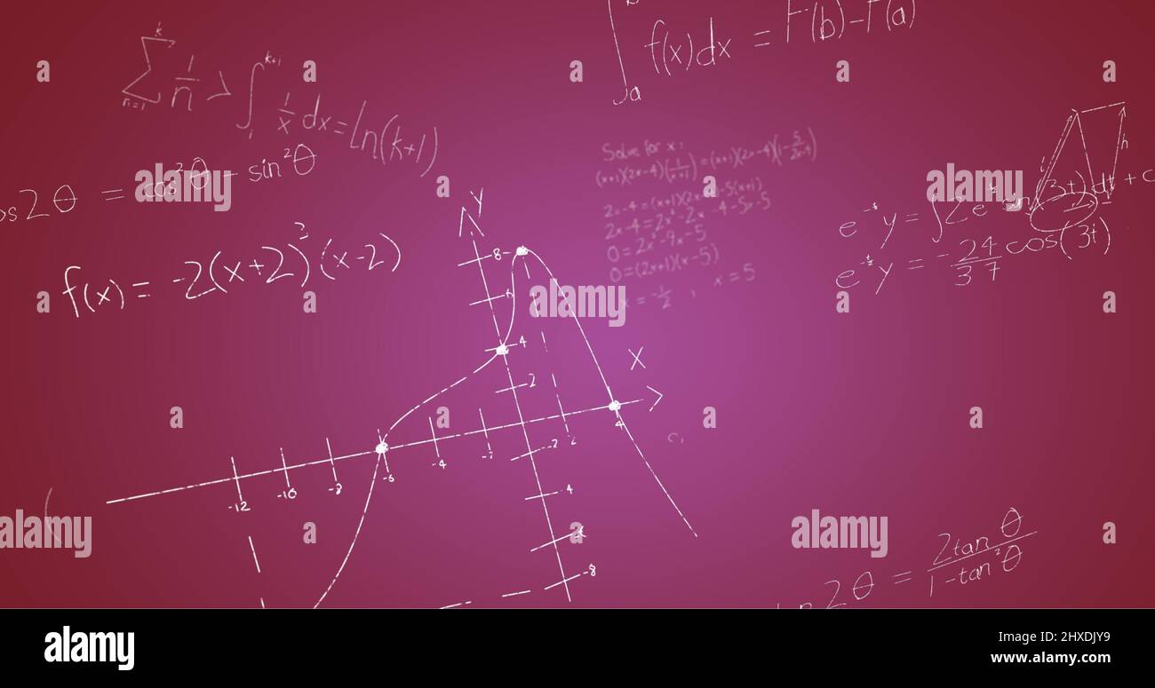 Image of hand written mathematical formulae over pink background Stock ...