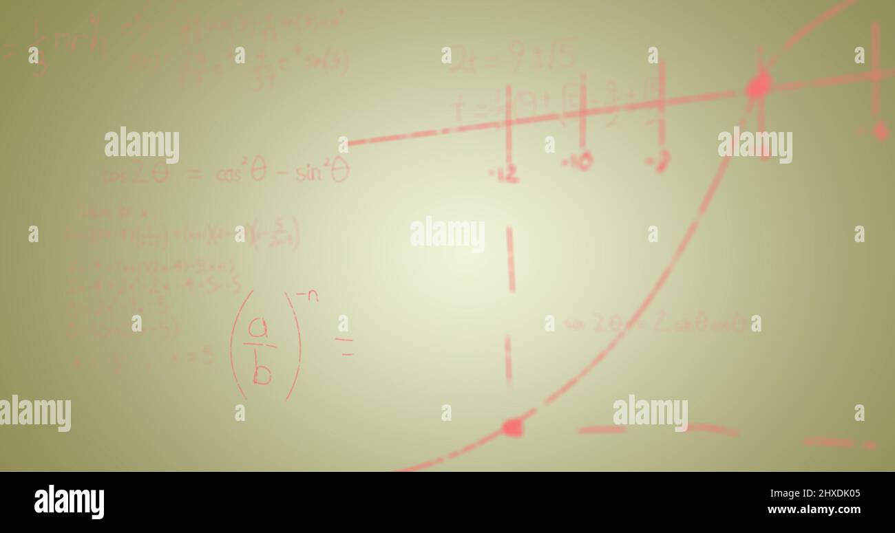 Image of handwritten mathematical formulae over green background Stock ...