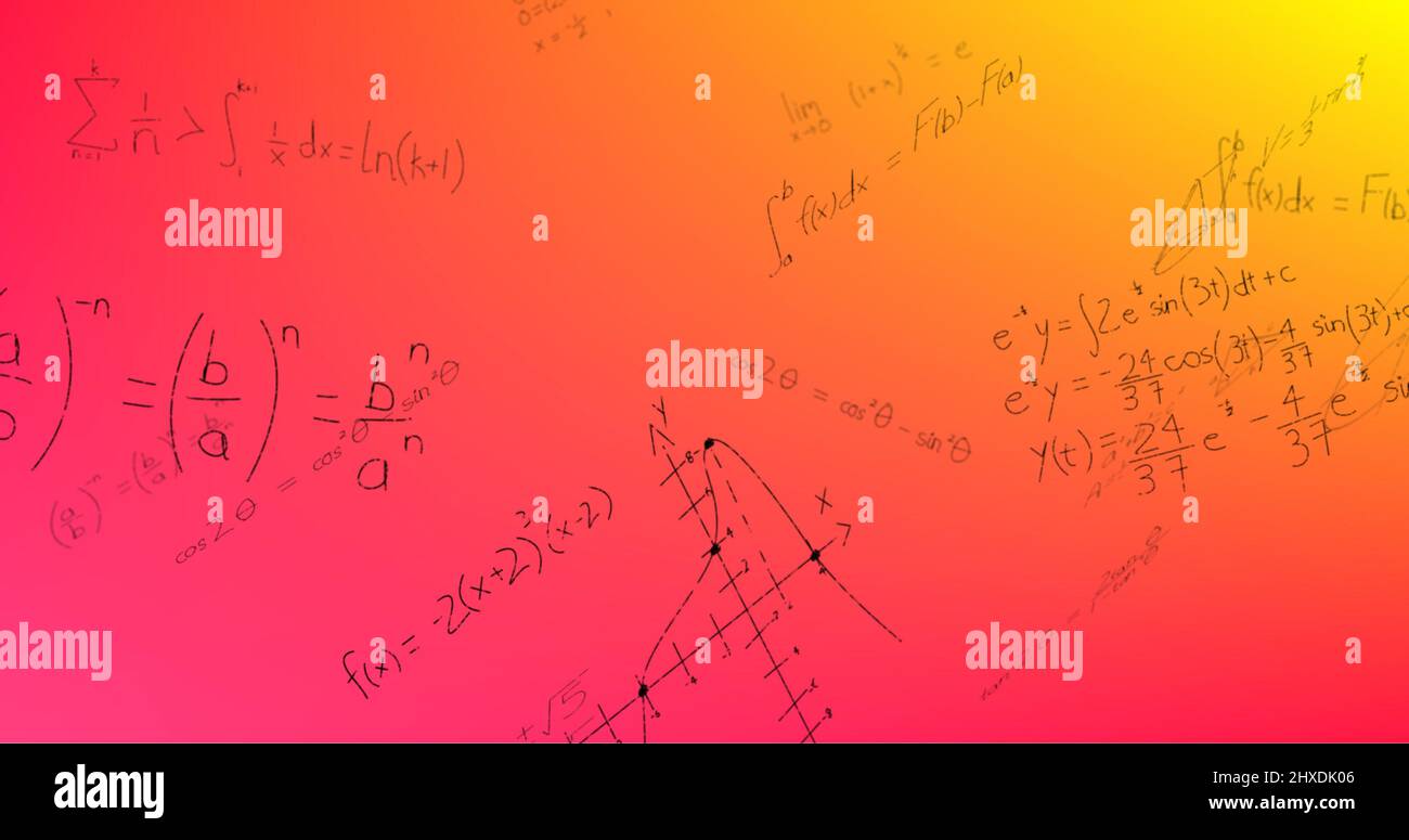 Image of hand written mathematical formulae over pink background Stock ...