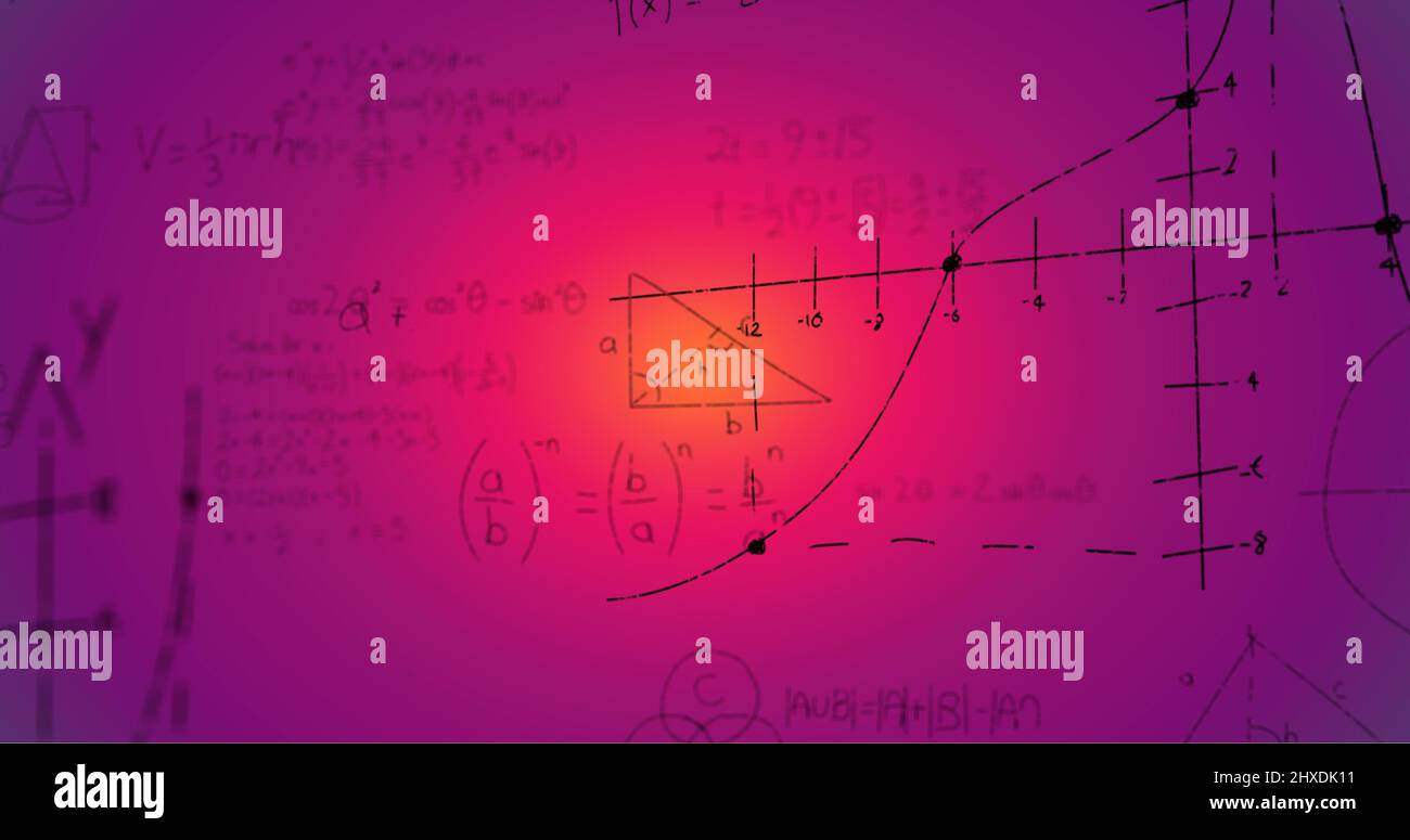 Image of hand written mathematical formulae over pink background Stock ...