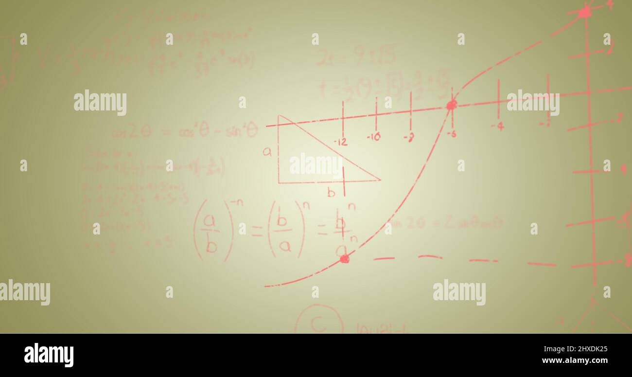 Image of handwritten mathematical formulae over green background Stock ...