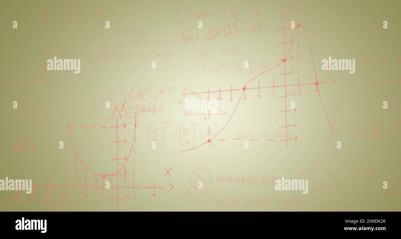 Image of handwritten mathematical formulae over green background Stock ...