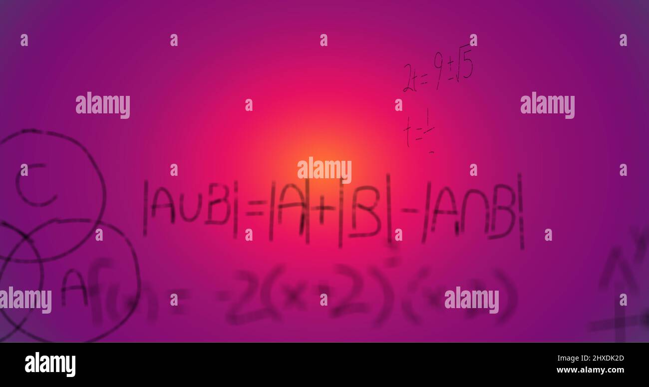 Image of hand written mathematical formulae over pink background Stock ...