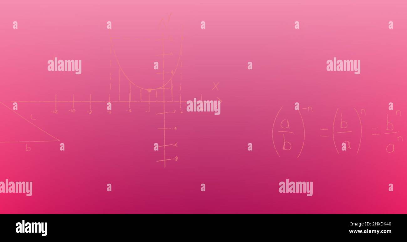 Image of hand written mathematical formulae over pink background Stock ...