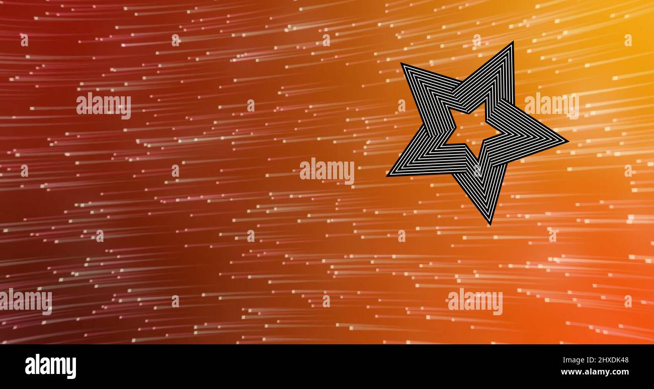 Image of star spinning over glowing spots on orange and red background ...