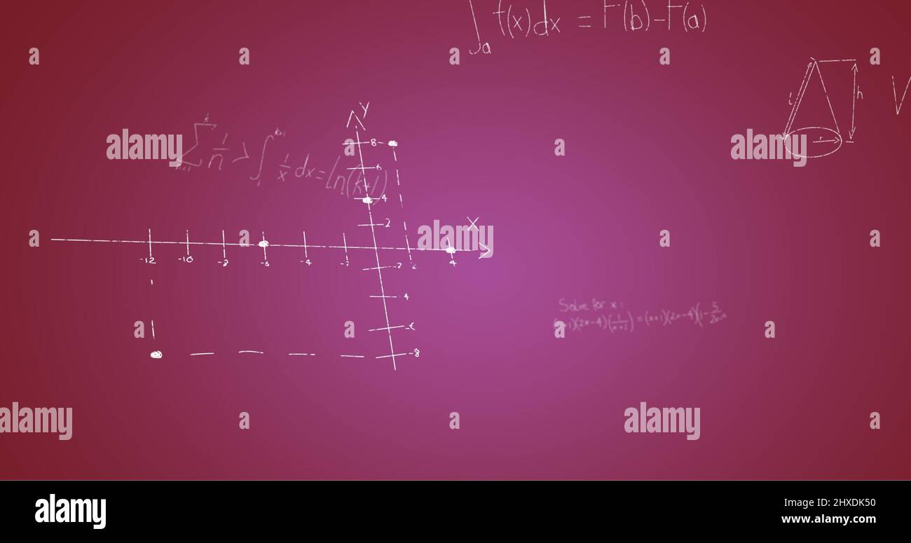 Image of hand written mathematical formulae over pink background Stock ...