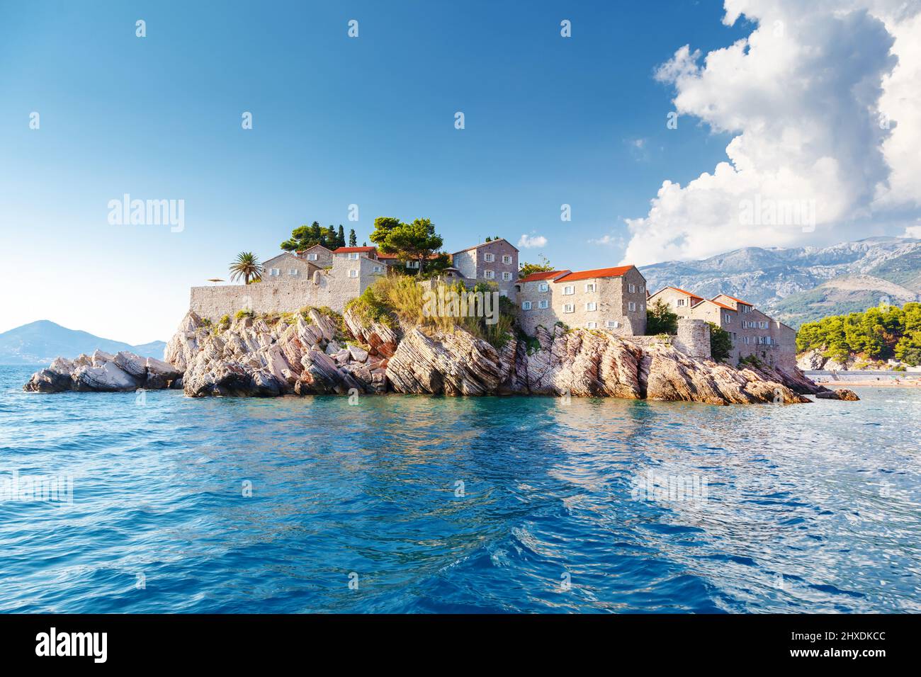 Sveti Stefan, small islet and resort in Montenegro. Balkans, Adriatic ...