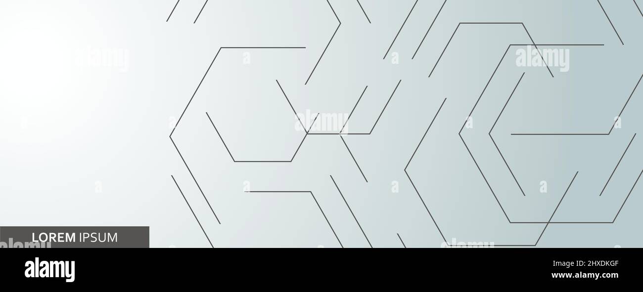 Vector banner design, white background with connect hexagon pattern ...