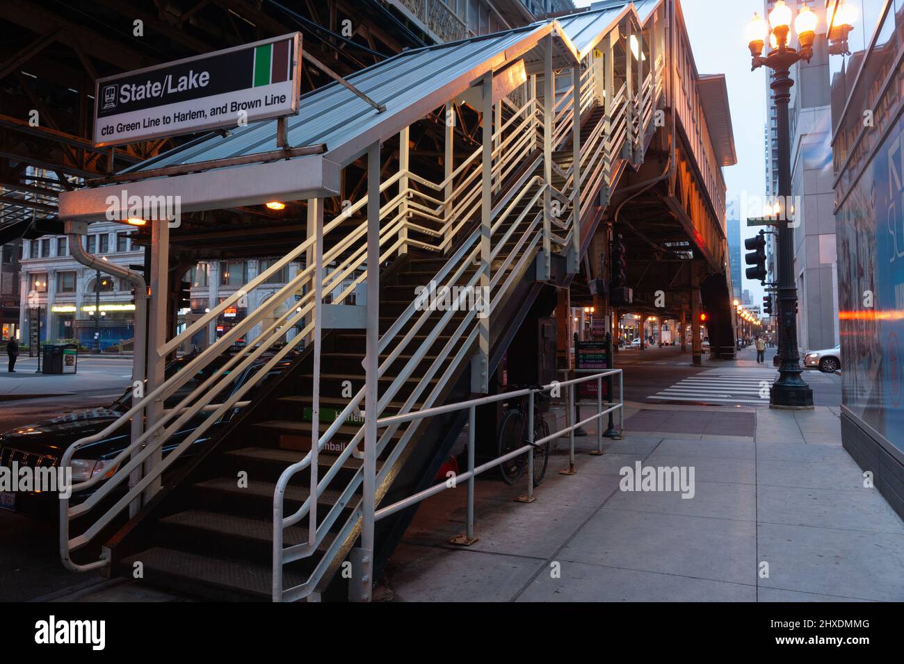 Stairs to platform overhead from street on Chicago Mas Transit System ...