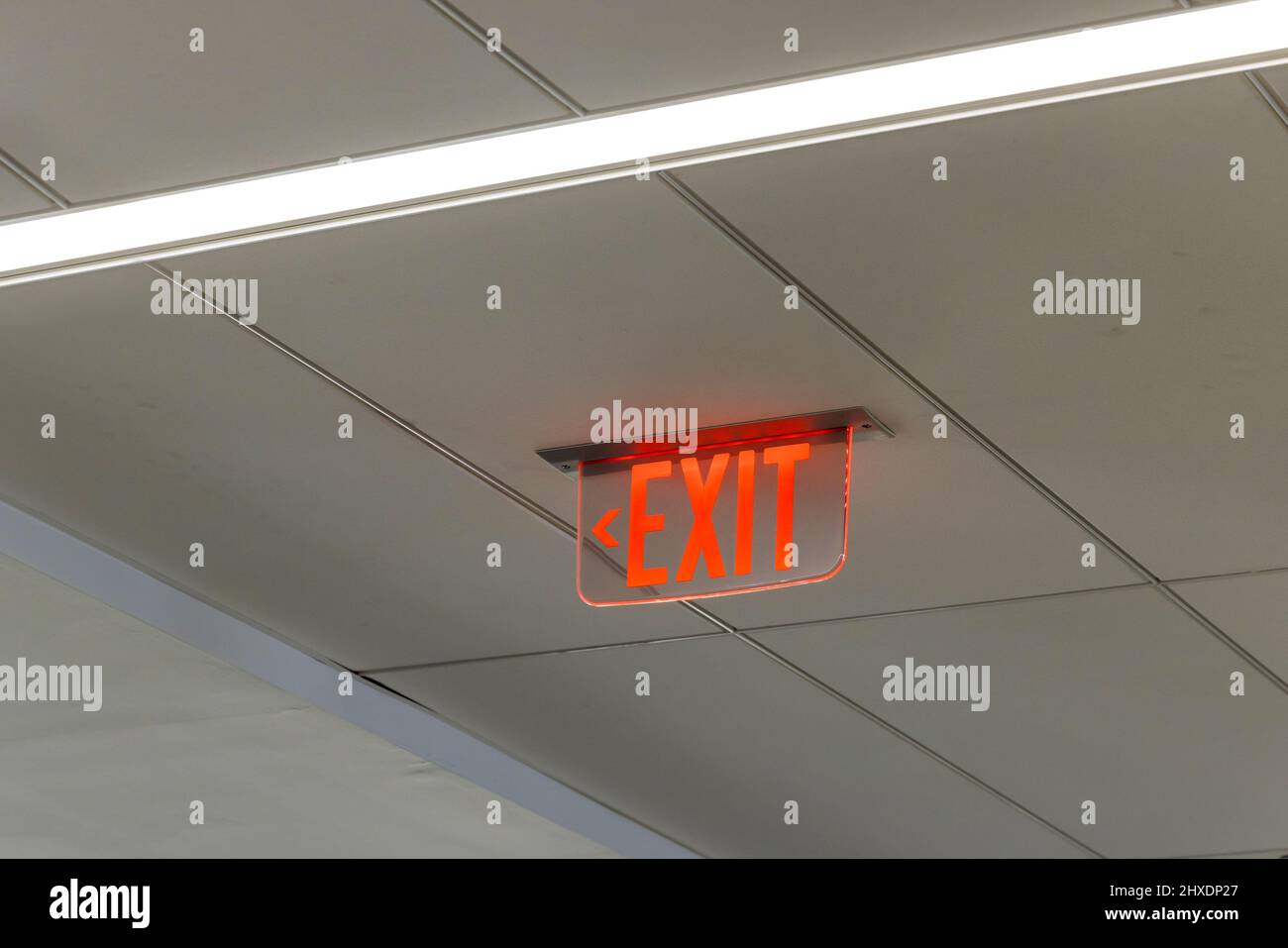 Interior air terminal the EXIT signs on International Airport Stock ...
