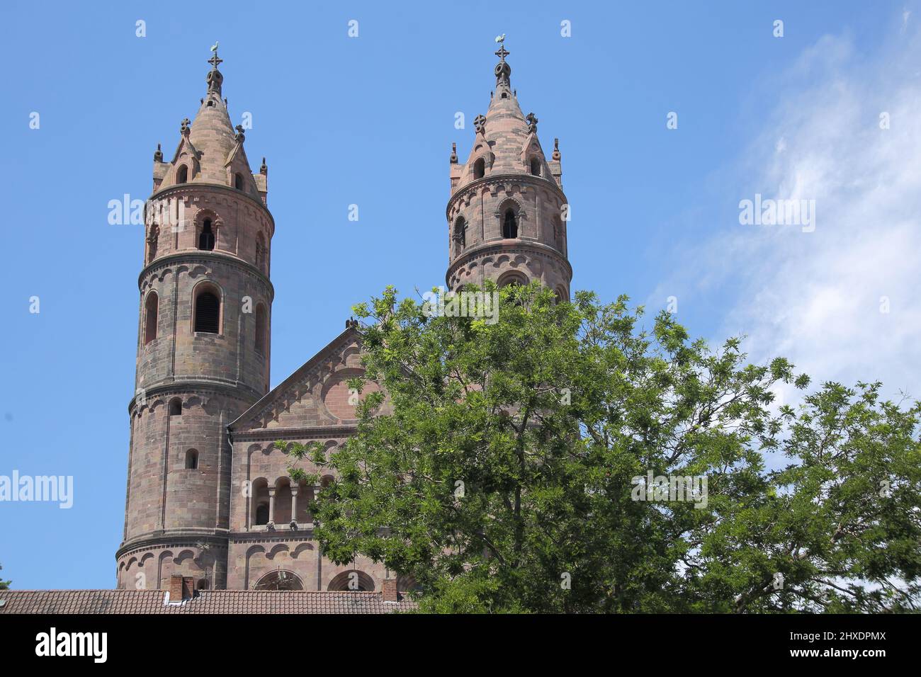 Towers from the Imperial Cathedral of St. Peter in Worms, Rhineland ...