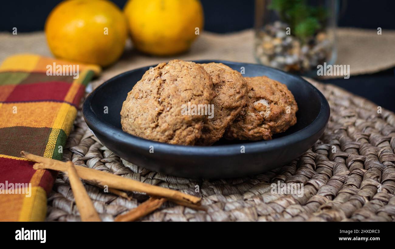 fresh and delicious oatmeal cookies from different angles Stock Photo ...