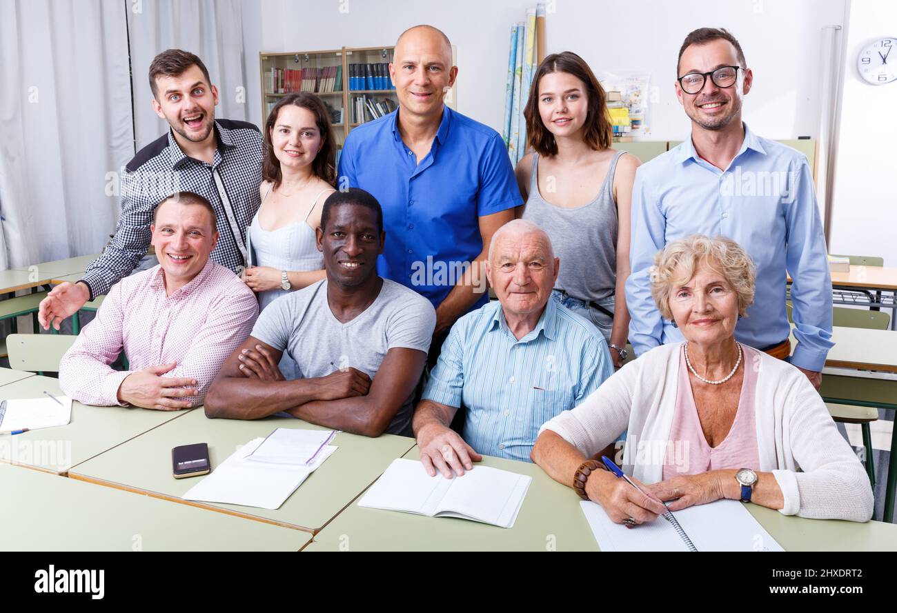 Portrait of group students different ages Stock Photo - Alamy