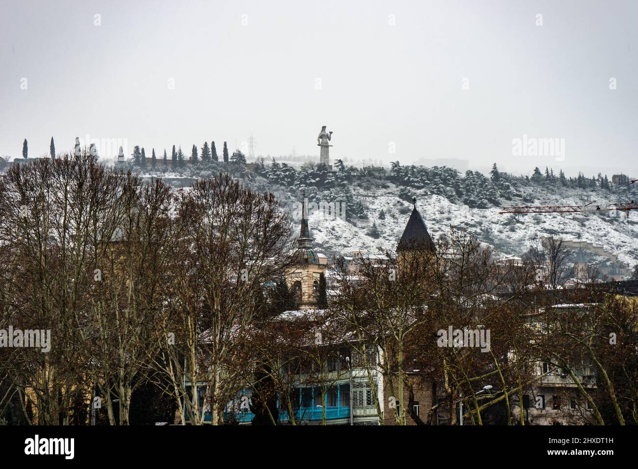 View of Old Tbilisi while snowing, Georgia Stock Photo - Alamy