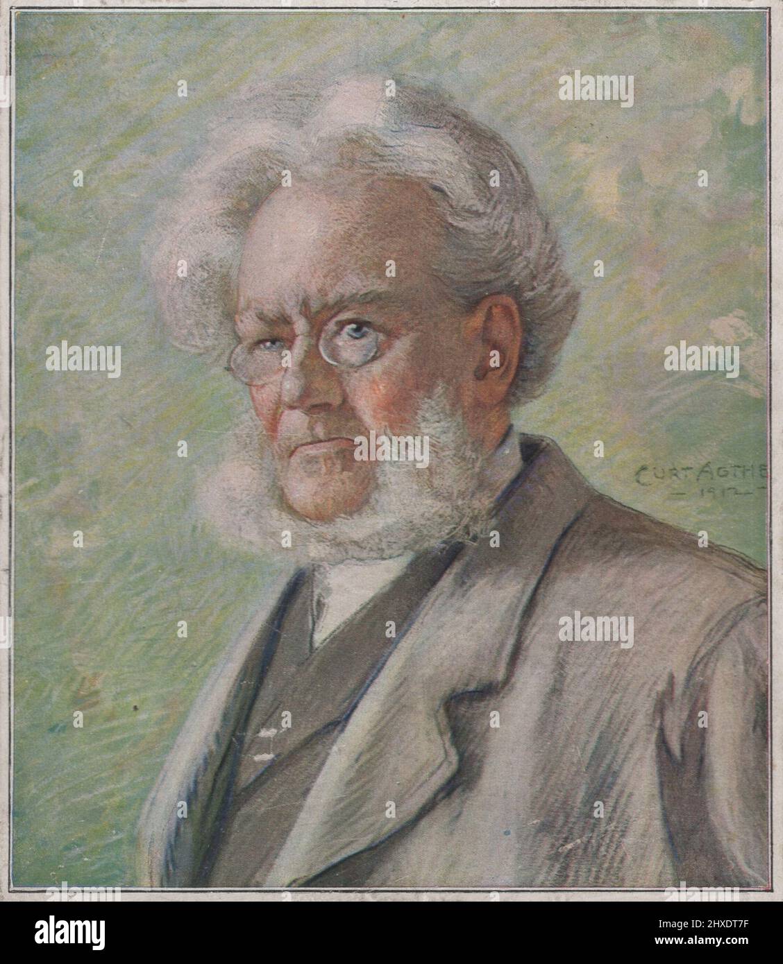 Henrik Ibsen's colored portrait painting by Curt Agthe in 1912 Stock ...