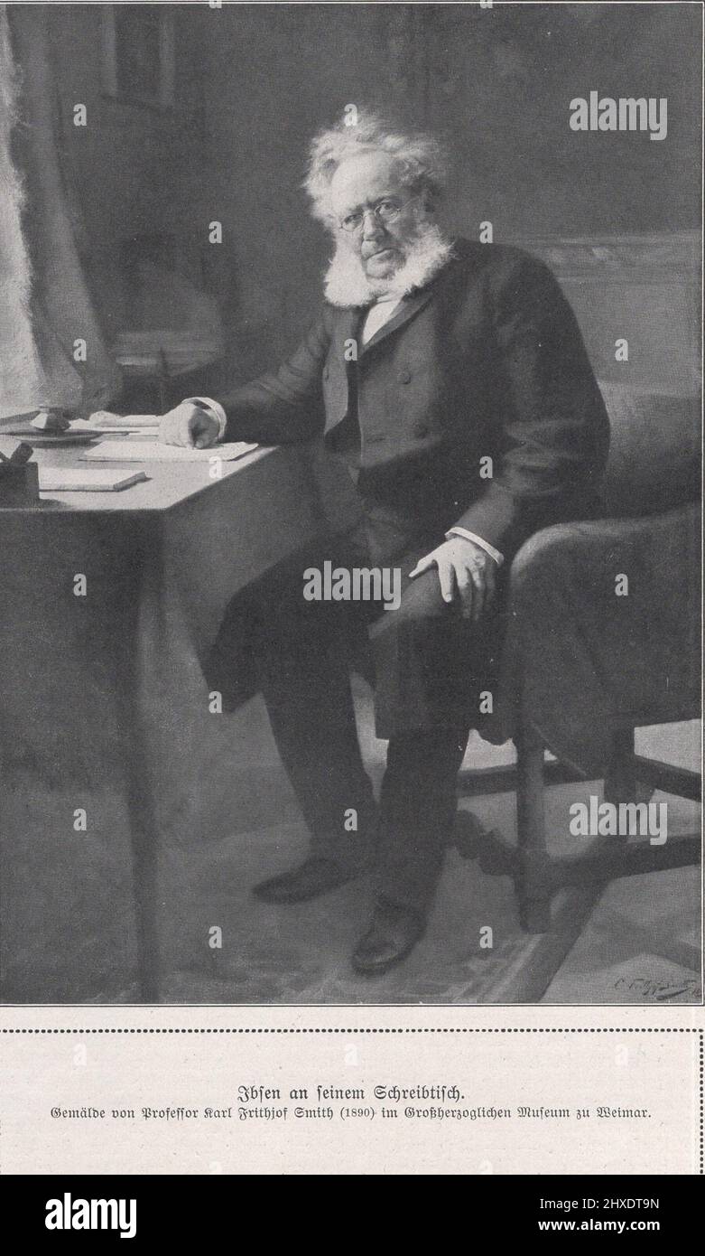 Ibsen an seinem Schreibtisch. Gemälde von professor Karl Frithjof Smith ...