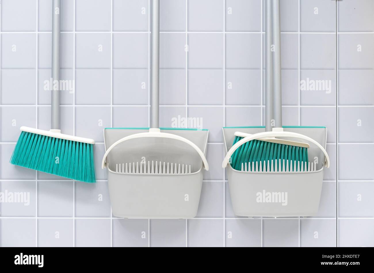 Plastic broom and dustpan for cleaning the house Stock Photo - Alamy