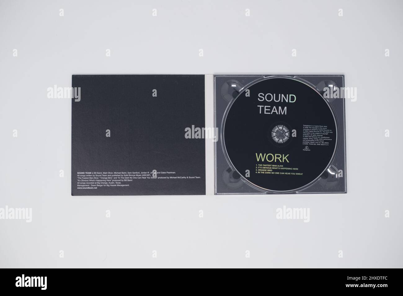 Sound Team - Work album inside view with CD on white background Stock ...