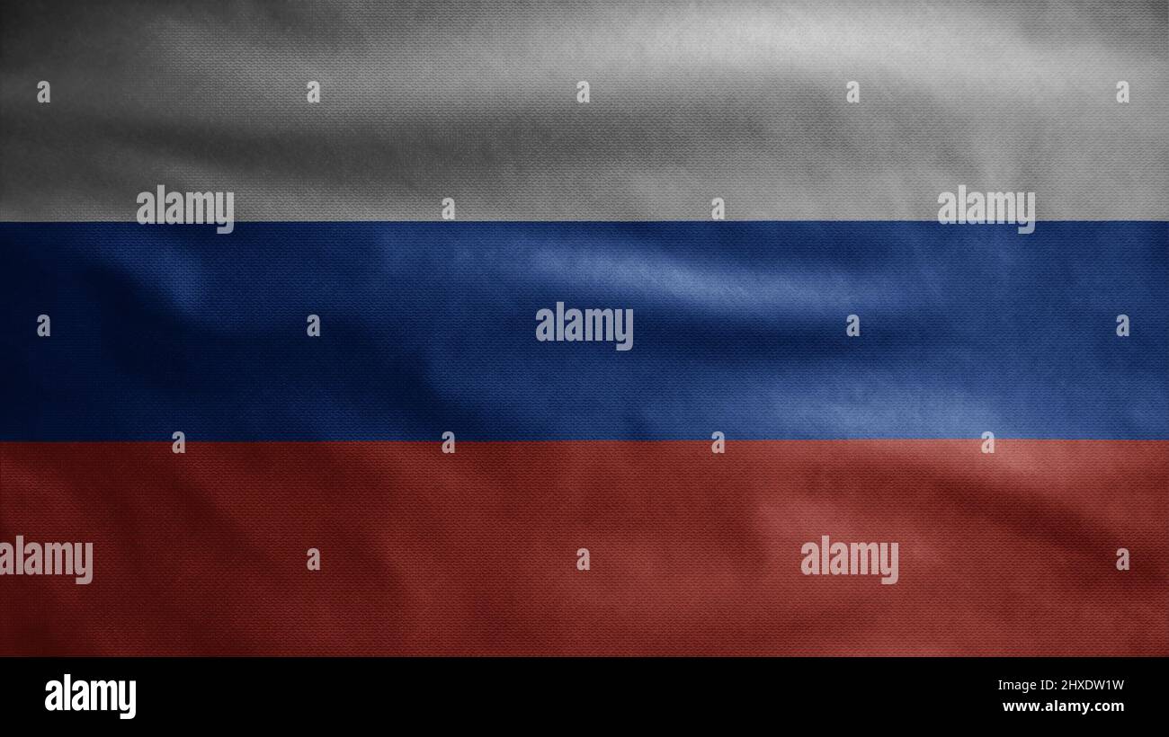 Russian flag waving on wind. Close up of Russia banner blowing soft ...