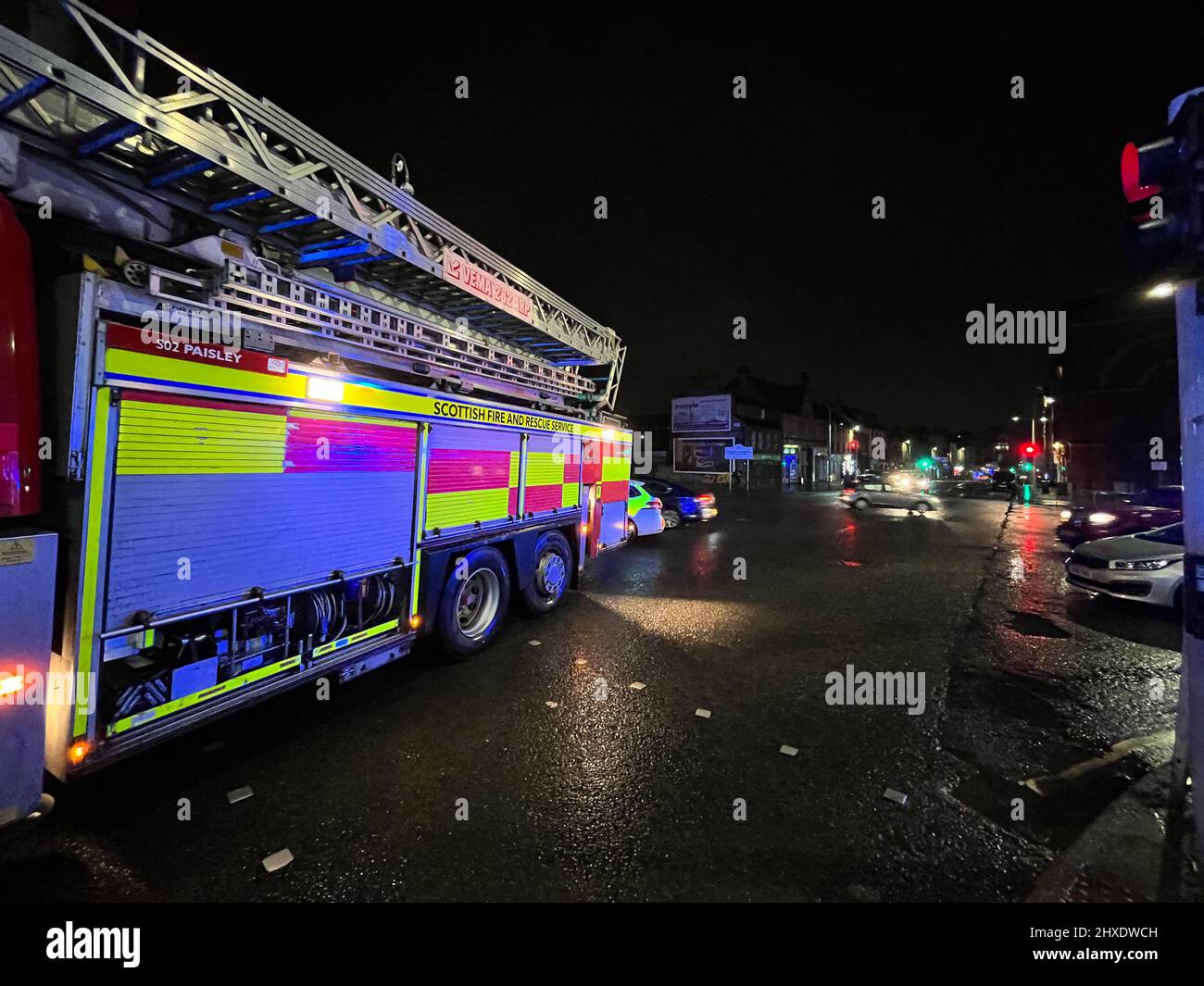 Paisley, Scotland, 11th March 2022, Car crash blocks Causeyside Street ...
