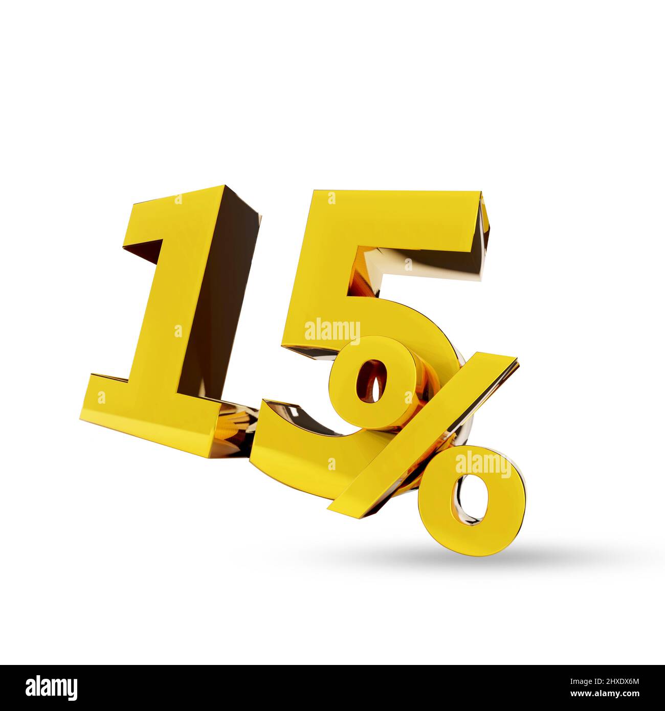 15% Golden symbol , 3D render Stock Photo - Alamy
