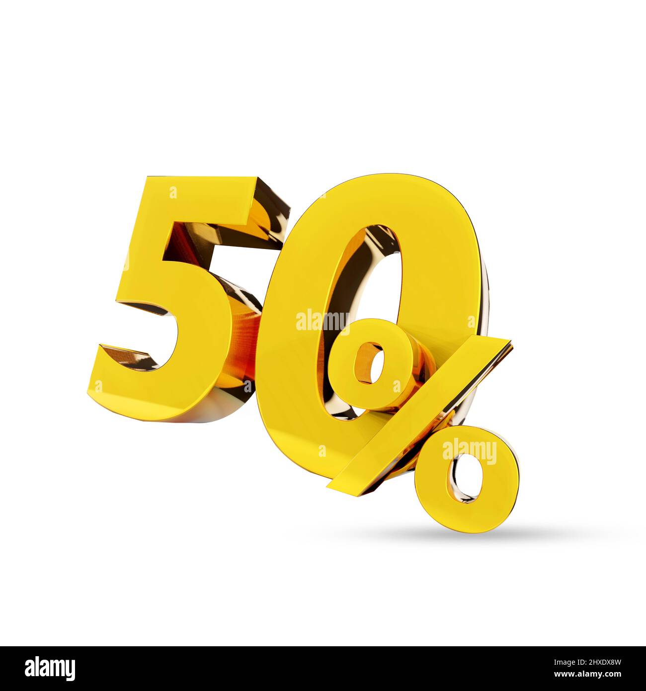 50% Golden symbol , 3D render Stock Photo - Alamy