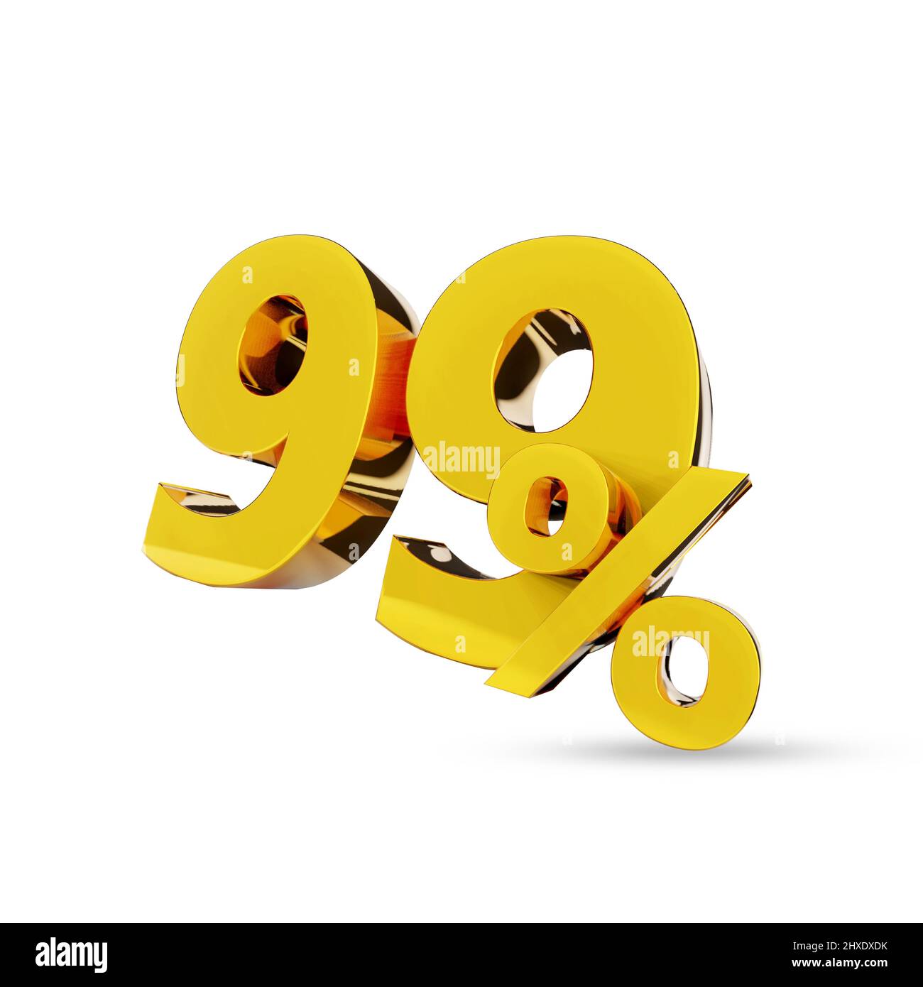 99% Golden symbol , 3D render Stock Photo - Alamy