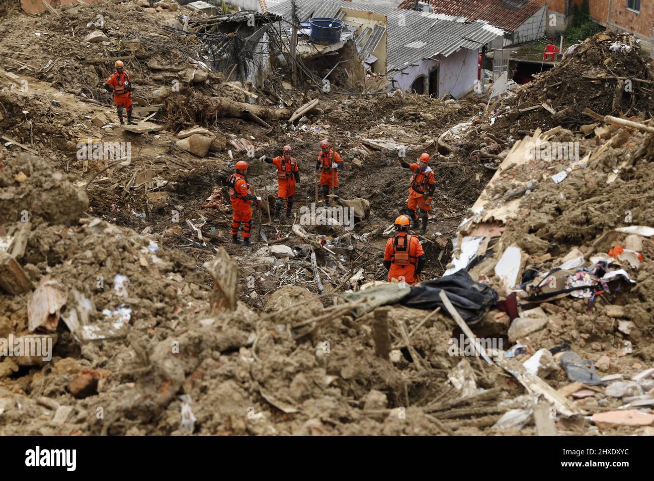 Landslide in Petropolis city, natural disaster, mud and debris ...