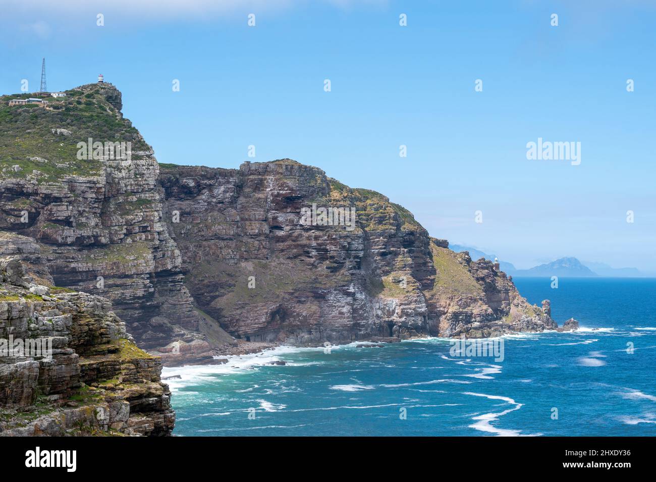 The new lighthouse of Cape Point in Cape of Good Hope Nature Reserve in ...