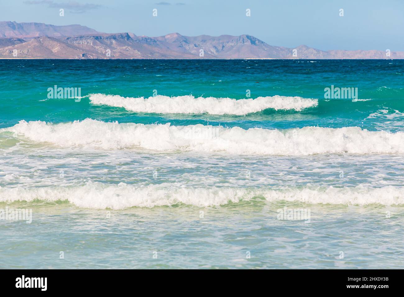 Playa El Tecolote, La Paz, Baja California Sur, Mexico. Aqua colored ...