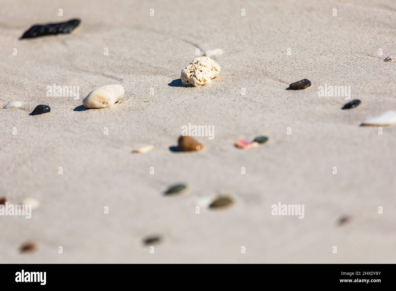 Playa El Tecolote, La Paz, Baja California Sur, Mexico. Pebbles on a ...