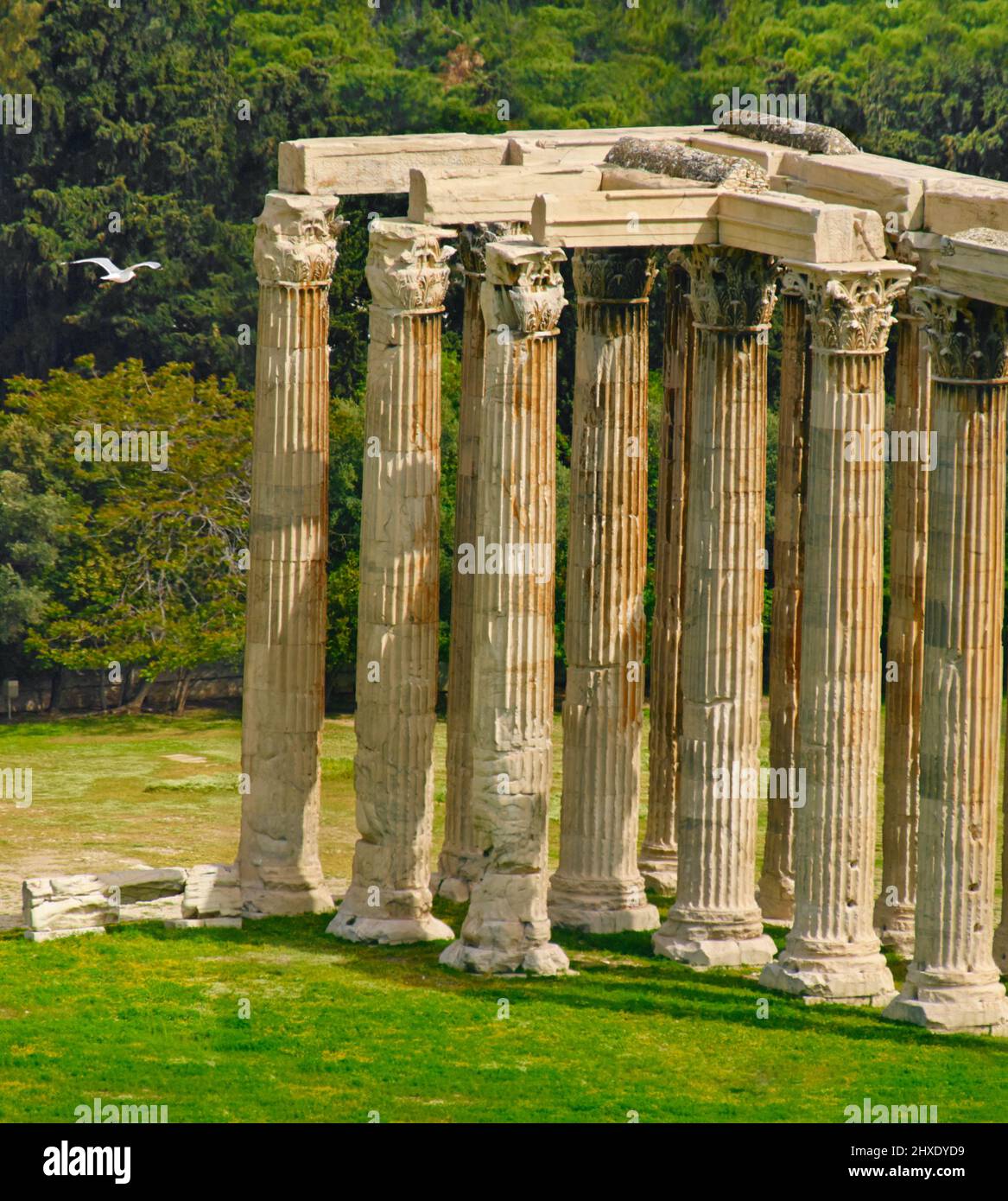 History left standing. Shot of crumbling columns of the classical world ...