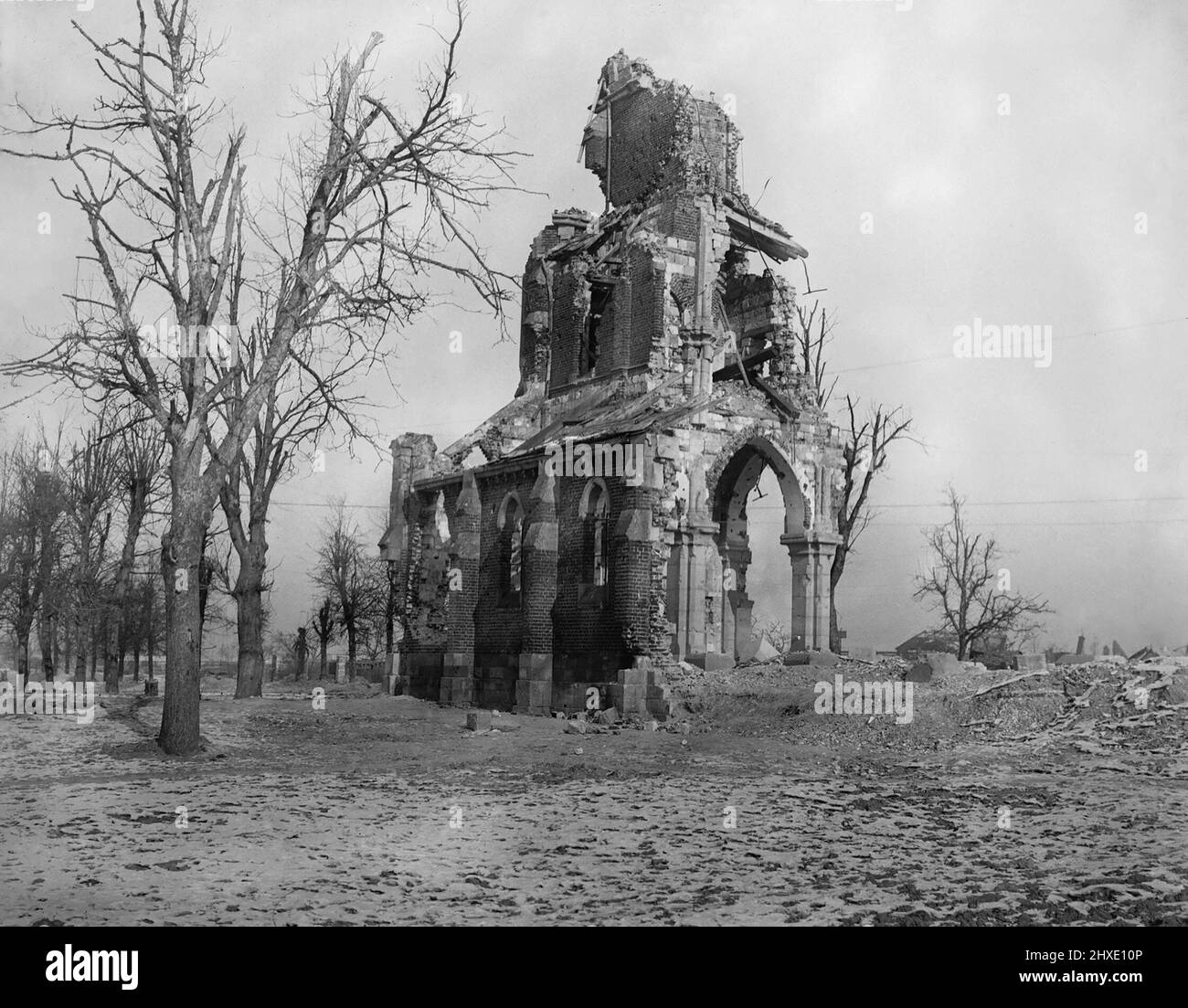 Ruins of the church at Frise, March 1917 Stock Photo - Alamy